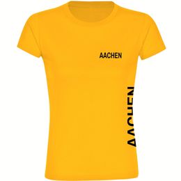 multifanshop Damen T-Shirt - Aachen - Brust & Seite - Druck schwarz - Frauen