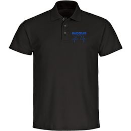 multifanshop Poloshirt - Magdeburg - Herzschlag - Druck blau - Polo
