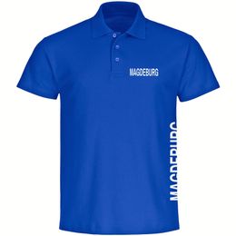multifanshop Poloshirt - Magdeburg - Brust & Seite - Druck weiß - Polo