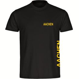 multifanshop Herren T-Shirt - Aachen - Brust & Seite - Druck gelb - M&auml;nner