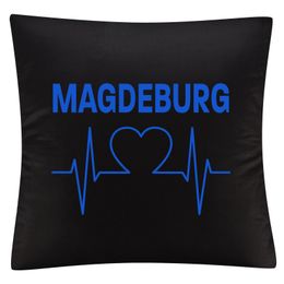 multifanshop Kissenbezug - Magdeburg - Herzschlag - Druck blau - Kissen