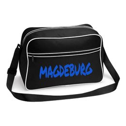 multifanshop Retrotasche - Magdeburg - Textmarker - Druck blau - Tasche