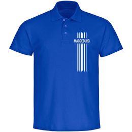 multifanshop Poloshirt - Magdeburg - Streifen - Druck weiß - Polo