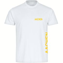 multifanshop Herren T-Shirt - Aachen - Brust & Seite - Druck gelb - Männer