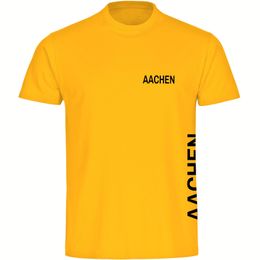 multifanshop Herren T-Shirt - Aachen - Brust & Seite - Druck schwarz - M&auml;nner