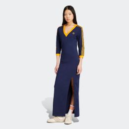 Damen Maxikleid "MAXI DRESS V"night indigo, crew orange, Gr. M, adidas originals, Obermaterial: 93% Baumwolle, 7% Elasthan, Kleider