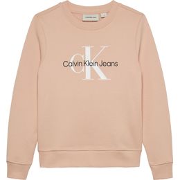 Sweatshirt Calvin Klein Jeans "CK Monogram Terry Cn", Mädchen, Gr. 6 (116), spanish villa, Sweatware, Obermaterial: 100% Baumwolle, regular fit, Rundhals, Sweatshirts, für Kinder bis 16 Jahre und mit Logodruck