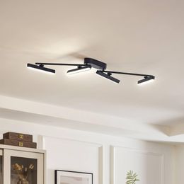 LINDBY LED-Deckenleuchte Eldrin, 4-flg., schwarz,Lichtleiste