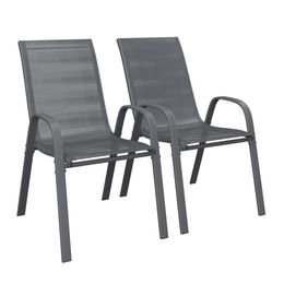 Ambia Garden Gartensessel-Set, Anthrazit, Metall, Textil, U-Form, 54x90x72 cm, stapelbar, Gartenm&ouml;bel, Gartenst&uuml;hle, Gartenst&uuml;hle