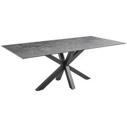 Livetastic Esstisch, Schwarz, Dunkelgrau, Metall, Keramik, rechteckig, eckig, 100x75x200 cm, Esszimmer, Tische, Esstische, Esstische Keramik
