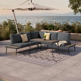 Ambia Garden Loungegarnitur, Natur, Dunkelgrau, Metall, Kunststoff, Textil, 4-teilig, F&uuml;llung: Schaumstoff,Polyester, rostfrei, wetterbest&auml;ndig, Loungem&ouml;bel, Gartenlounge-Sets