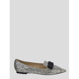Jimmy Choo Slipper & Pantoletten - Jimmy Choo Gala Ballerina Flats - Gr. 37 (EU) - in Silber - f&uuml;r Damen