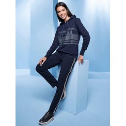 Sweatshirt Heine, Damen, Gr. 34, blau (marine), 100% Baumwolle, bedruckt, gemustert, unifarben, Sweatshirts