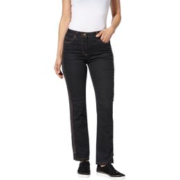 CR&Eacute;ATION L Damen 5-Pocket-Jeans mit Flechtverzierung an den Seiten black-denim Gr&ouml;&szlig;e 42