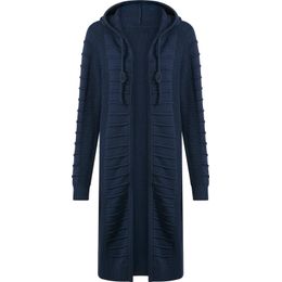 CR&Eacute;ATION L Damen Longstrickjacke im Strukturmuster-Mix dunkelblau Gr&ouml;&szlig;e 38