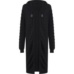 CRÉATION L Damen Longstrickjacke im Strukturmuster-Mix schwarz Größe 36