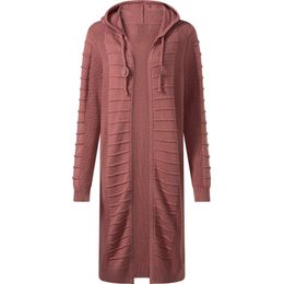 CR&Eacute;ATION L Damen Longstrickjacke im Strukturmuster-Mix rosenholz Gr&ouml;&szlig;e 38