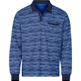 Hajo Herren Langarm-Poloshirt , temperaturausgleichend und b&uuml;gelfrei marine-meliert Gr&ouml;&szlig;e 64/66