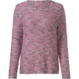 CR&Eacute;ATION L Damen Boucl&eacute;-Pullover in Linksstrick mauve-meliert Gr&ouml;&szlig;e 40