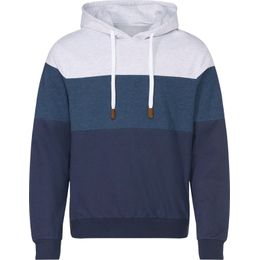 Catamaran Herren Kapuzensweatshirt mit Blockstreifen-Muster marine-hellgrau-gestreift Gr&ouml;&szlig;e 44/46