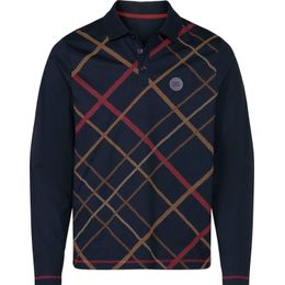 Marco Donati Herren Langarm-Poloshirt mit Rauten-Muster marine-bedruckt Größe 44/46