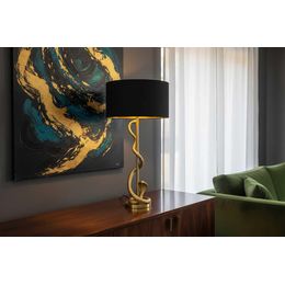 Riess Ambiente Design Tischlampe COBRA 110cm gold Schlangen Skulptur schwarzer Stoffschirm Riess-Ambiente Glamour Retro