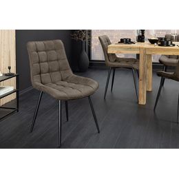Riess Ambiente Design Stuhl ROADSTAR taupe Microfaser schwarze Metallbeine Polsterstuhl Riess-Ambiente Esszimmerstuhl Küchenstuhl Industrie & Loft Modern...