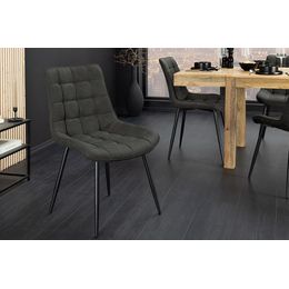 Riess Ambiente Design Stuhl ROADSTAR grau Microfaser schwarze Metallbeine Polsterstuhl Riess-Ambiente Esszimmerstuhl Küchenstuhl Industrie & Loft Modern...