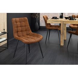 Riess Ambiente Design Stuhl ROADSTAR cognac Microfaser schwarze Metallbeine Polsterstuhl Riess-Ambiente Esszimmerstuhl Küchenstuhl Industrie & Loft Modern...