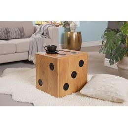 Riess Ambiente Massiver Würfel-Hocker CUBE 40cm natur Mangoholz Beistelltisch stapelbar mit Fach Riess-Ambiente