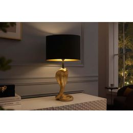 Riess Ambiente Design Tischlampe COBRA 65cm gold Schlangen Skulptur schwarzer Stoffschirm Riess-Ambiente Glamour Orientalisch