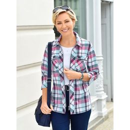Hemdbluse Casual Looks, Damen, Gr. 42, bunt (fuchsia, nachtblau, kariert), 65% Polyester, 35% Baumwolle, gemustert, kariert, mehrfarbig, Blusen