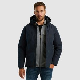 PME-Legend Outdoorjacke PME LEGEND "Semi long jacket STEARPACKER Ottoman", Herren, Gr. XL, blau (salute), Web, Obermaterial: 100% Polyester, unifarben, regular fit normal, ohne Ausschnitt, elastischer Bund, Jacken, mit Kapuze