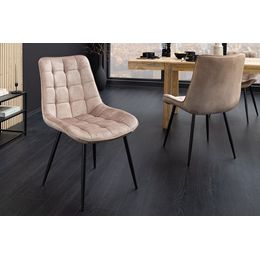 Riess Ambiente Design Stuhl ROADSTAR champagner greige Samt schwarze Metallbeine Polsterstuhl Riess-Ambiente Esszimmerstuhl Küchenstuhl Industrie & Loft Modern...