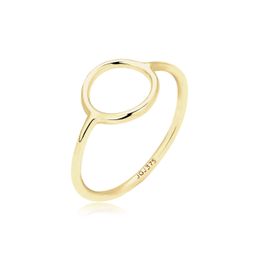 Fingerring Elli Premium "Geo Trend Look Kreis Statement 375 Gelbgold" Gr. 56, gold, Fingerringe, Damen, 56mm, ohne Stein, Gelbgold 375, 1,2mm