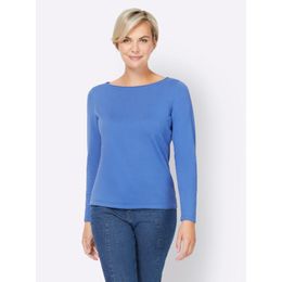 Strickpullover Heine "Pullover", Damen, Gr. 38, blau (royalblau), 100% Baumwolle, unifarben, Pullover Strickpullover