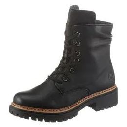 Schn&uuml;rboots Rieker, Damen, Gr. 39, schwarz, Lederimitat, Schuhe Schn&uuml;rboots, Stiefelette, Profilsohle, Blockabsatz, mit l&auml;ssiger Schn&uuml;rung