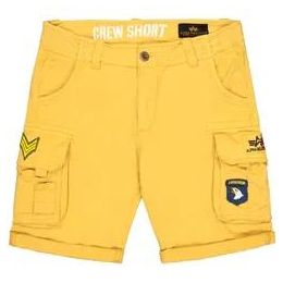 Shorts Alpha Industries "Crew Short Patch", Herren, Gr. 34, Normalgrößen, gelb (wheat), Obermaterial: 98% Baumwolle, 2% Elastan; Futter: 100% Baumwolle, Hosen