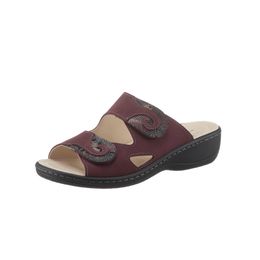 Pantolette Belvida, Damen, Gr. 36, rot (bordeaux), Veloursleder, Basic, Schuhe Pantolette