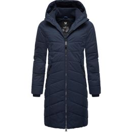 Steppmantel Ragwear "Dizzie Coat", Damen, Gr. S (36), blau (navy), Au&szlig;enmaterial: 100% Polyester; Innenfutter: 100% Polyester; Wattierung: 100% Polyester, normal ca. Mitte Oberschenkel, hoch geschlossener Ausschnitt, &Auml;rmel ohne &Auml;rmelschlitz Strickb&uuml;ndchen, M&auml;ntel Steppmantel, Wasserdichter Winterparka mit gef&uuml;tterter Kapuze, Topseller