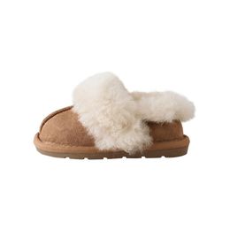 next Slipper Mädchen Größe 21.5 braun / naturweiß