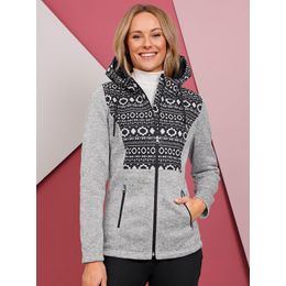 Langjacke Classic Basics, Damen, Gr. 42, grau (grau, meliert), 100% Polyester, Einsatz:94% Polyester, 6% Elasthan, bedruckt, gemustert, Jacken