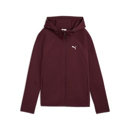 Sweatjacke Puma "EvoStripe Kapuzenjacke Damen", Damen, Gr. L, rot (ruby shimmer rot), Obermaterial: 23% Polyester, 77% Baumwolle; Taschenfutter: 100% Baumwolle; Einsatz: 20% Polyester, 80% Baumwolle, Sweatjacken