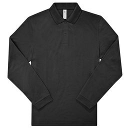 Essential Langarm Polo Shirt schwarz, Größe XXL