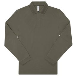 Essential Langarm Polo Shirt oliv, Größe S