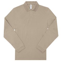 Essential Langarm Polo Shirt camel, Gr&ouml;&szlig;e XL