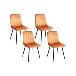 Beliani 4er-Set Esszimmerstuhl KALISPELL in Orange/Schwarz | Gr.: onesize