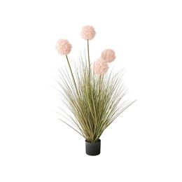 Beliani Kunstpflanze SNOWBALL BUSH in Grün/Rosa/Schwarz - (W) 60 x (H) 120 x (L) 60 cm | Gr.: onesize