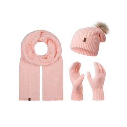 Rock Creek Schal Mütze Handschuhe Set in Rosa | Gr.: onesize