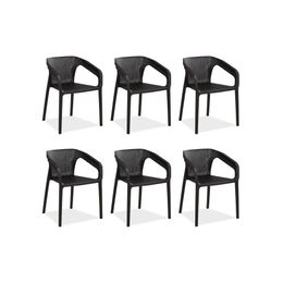 Homestyle4u Küchenstuhl 6er Set in Schwarz | Gr.: onesize